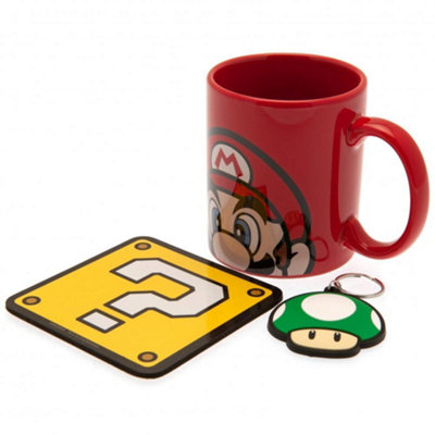 Super Mario Mario Mug and Coaster Set (Pack of 3) Red/Yellow/Green (One ...