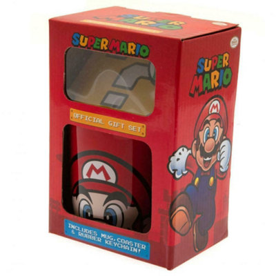 Super Mario Mario Mug and Coaster Set (Pack of 3) Red/Yellow/Green (One ...