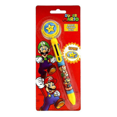 Super Mario Retractable Pen Yellow/Blue/Red (One Size)