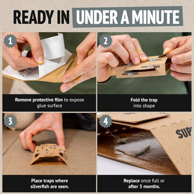 Super Ninja Silverfish Trap - 10 Pack - Ecological Silverfish Killer ...