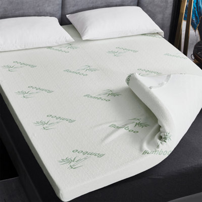 Super Soft Bamboo Bounce Back Foam Mattress Topper - 10cm | DIY at B&Q