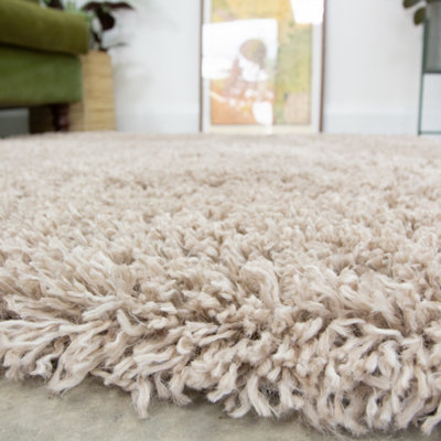 Super Soft Beige Shaggy Runner Rug 60x240cm