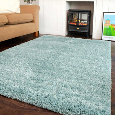 Buy Super Soft Duck Egg Blue Shaggy Area Rug 120x170cm | DIY at B&Q