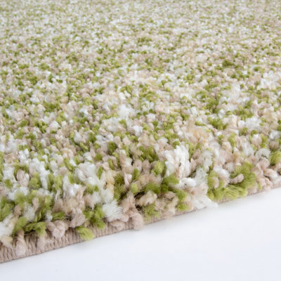 Super Soft Green Beige Mottled Shaggy Area Rug 120x170cm