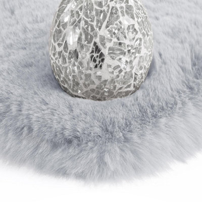 Super Soft Grey Blue Faux Rabbit Fur Luxurious Rug - 160cm X 230cm