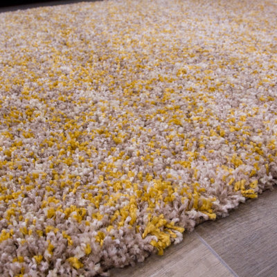 Super Soft Mustard Beige Mottled Shaggy Area Rug 80x150cm