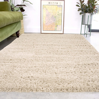 Super Soft Natural Ecru Shaggy Area Rug 60x110cm | DIY at B&Q