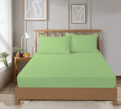 Super Soft Plain Dye Fitted Sheet in Sage Green - Double