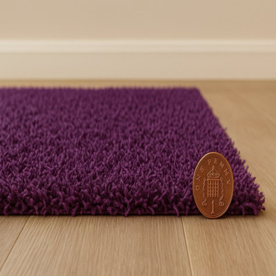 Super Soft Purple Shaggy Rug Deep Pile Cosy Rug for Bedroom Lounge ...