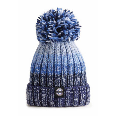 Superbobble Reflective Gradient Rib Knit Bobble Hat - Blue
