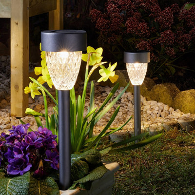 SuperBright LED Solar Stake Light CYGNUS (4 Pack) Warm White Metallic ...