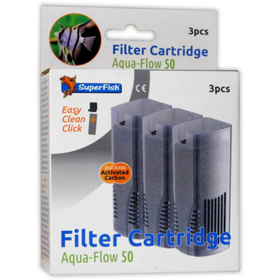 Superfish AquaFlow 50 Filter Foam Carbon Media Cartridge Fish Tank ...