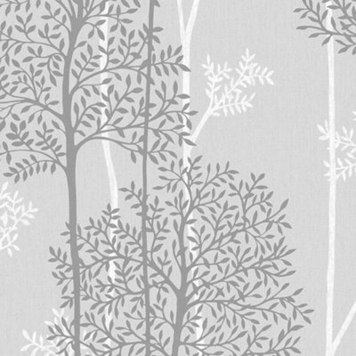 Superfresco Easy Eternal Tree Grey / White Wallpaper