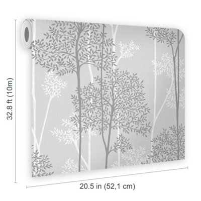 Superfresco Easy Eternal Tree Grey / White Wallpaper