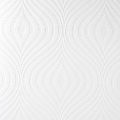 Superfresco Paintable Curvy White Textured Durable Wallpaper | DIY at B&Q