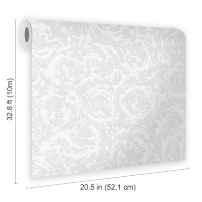 Superfresco Paintable Swirl Textured White Durable Wallpaper