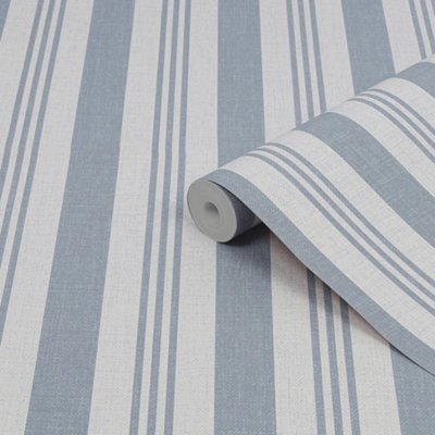 Superfresco Soft Ticking Striped Slate Grey Wallpaper