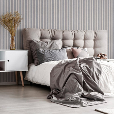Superfresco Soft Ticking Striped Slate Grey Wallpaper