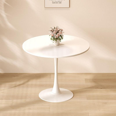 SuperGift.com Modern Round Dining Table 80cm White Colored Top Small ...