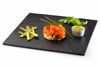 SuperGift.com Slate Serving Tray/Platter with Handles for Kitchen ...