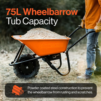 SUPERHANDY CORDLESS ELECTRIC WHEELBARROW UTILITY CART, 48V 2AH BATTERY ...