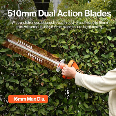SUPERHANDY ELECTRIC HEDGE TRIMMER - 600W, 51CM BLADE, 10M CABLE, 16MM CUT