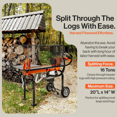 SuperHandy Electric Log Splitter 16-Ton, 1500W Motor, Splits Logs up to ...
