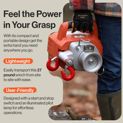 SuperHandy Electric Portable Winch Capstan Hoist 1000-2000 Max Pulling ...
