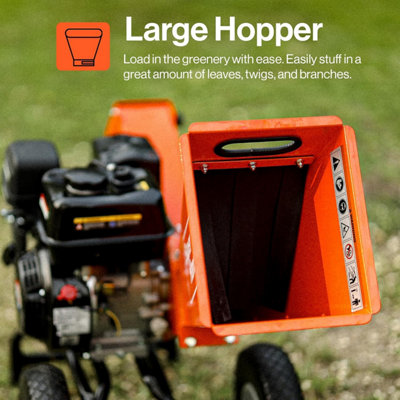 SuperHandy Petrol Garden Chipper Shredder Mulcher, 196cc Engine, 51mm ...