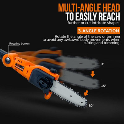 Battery chainsaw with extension pole store