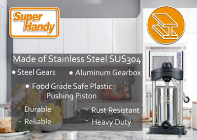 SuperHandy Sausage Maker Heavy Duty Commercial 5 LBS Stainless Steel Sausage Stuffer Filler sku GEUM002