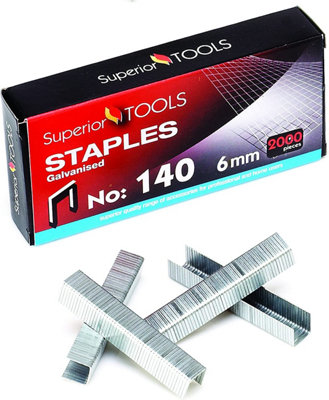 Superior Tools Heavy Duty Galvanised Staples 140/6 - Pack of 4000 | DIY ...
