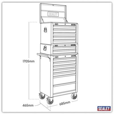 Superline Pro Tool Chest Combination 14 Drawer Ball-Bearing Slides ...