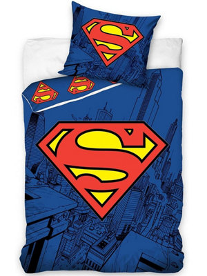Superman Glow in the Dark 100% Cotton Single Duvet Cover Set - European ...