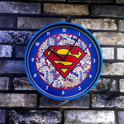 Superman Logo Wall Clock Blue (One Size)