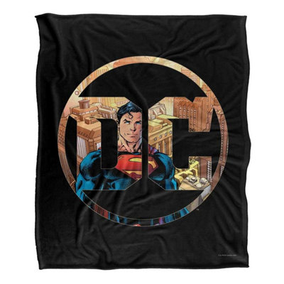 Superman Silky DC Comics Supersoft Blanket Black/Gold (One Size)