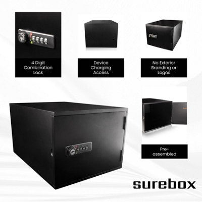 surebox Lock Box - Bamboo - 12 Litre Lockable Box - 4 Digit Combination ...