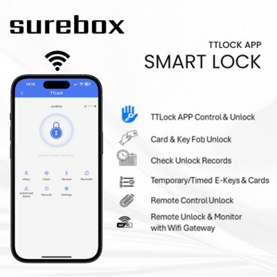 SUREBOX Lock Box - Bamboo - 12 Litre Lockable Box - Smart Lock - TTLock ...