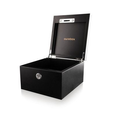 surebox Small Lock Box - Bamboo - Lock & Key - Secure Home Storage - Black