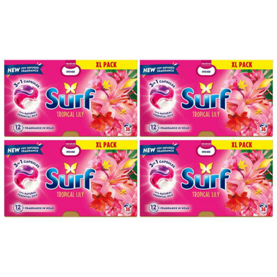 Surf 3 in 1 Laundry Washing Detergent Capsules Tropical Lily, 144 ...
