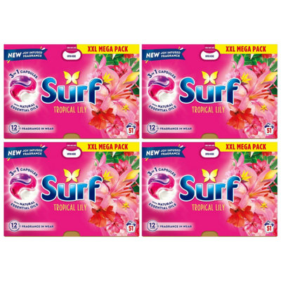 Surf 3 in 1 Laundry Washing Detergent Capsules Tropical Lily, 204 ...