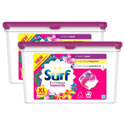 Surf 3 in 1 Washing Capsules with Natural Essential Oil Tropical Lily ...