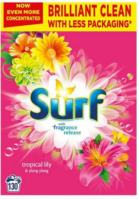 Surf Tropical Lily & Ylang Ylang Laundry Detergent Powder 130 Washes (8 ...