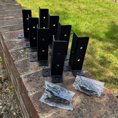 Surface Mounted Fence Post Support Brackets for Hard Ground (Pack of 8)