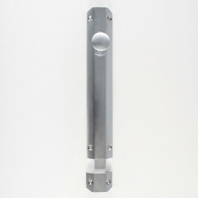 Surface Mounted Flat Sliding Door Bolt Lock 202 x 36mm Satin Chrome