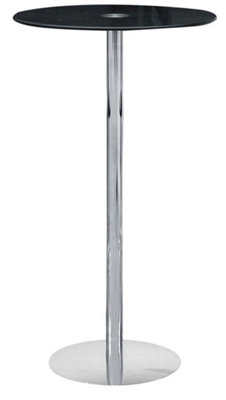 Surga Tall Black Round Glass Poseur Bar Table