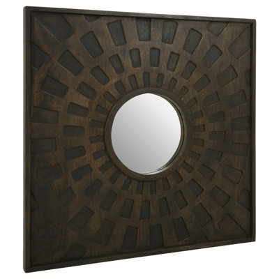 Suri Wall Mirror, Brown, Glass, Wood