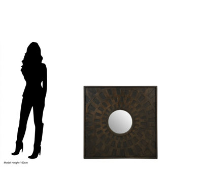 Suri Wall Mirror, Brown, Glass, Wood