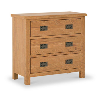 Surrey Oak 3 Drawer Chest Fully Assembled - By Roseland Furniture