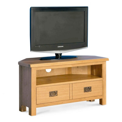 Surrey Oak 90cm Corner TV Unit - Fully Assembled By Roseland Furniture